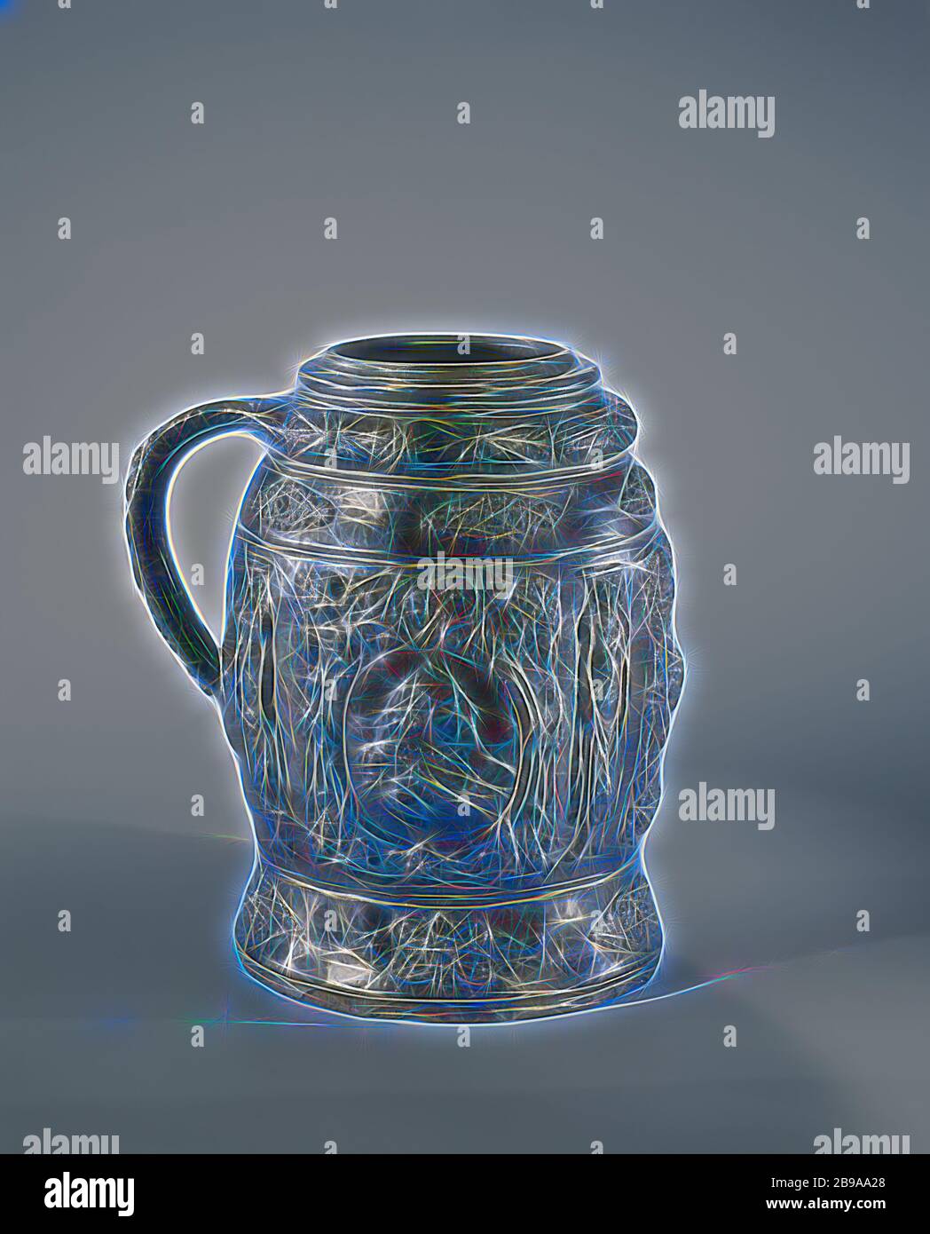 Tankard with portraits, scrolls and foliate ornaments, Beer mug made of ...