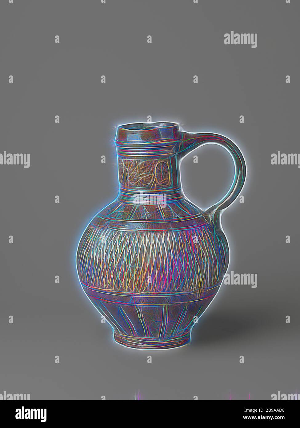 Jug with foliate scrolls, masks and chip carving, Jar of stoneware on ...