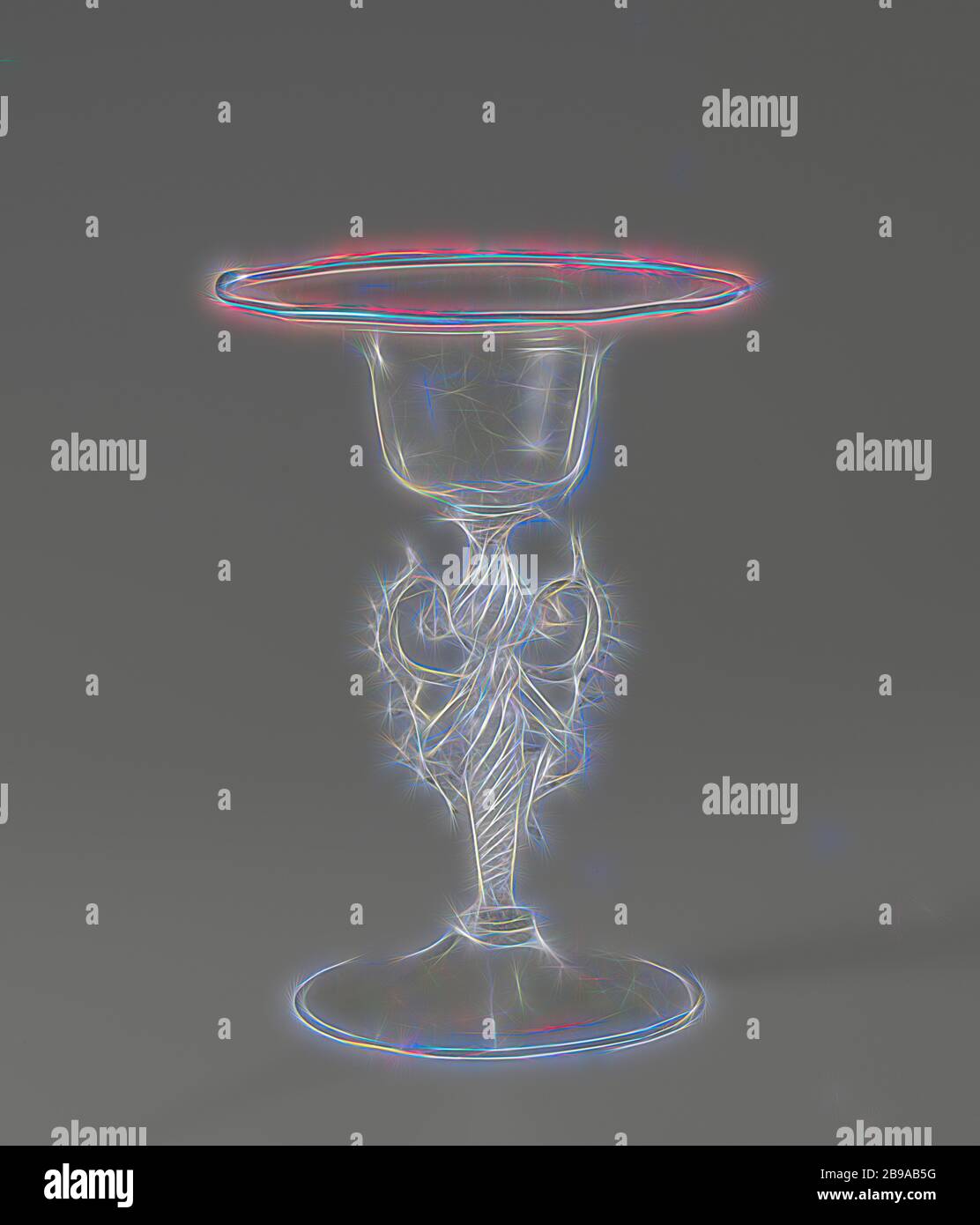 Wing glass with bell-shaped cup, Flat base. Hollow, ribbed and twisted ...