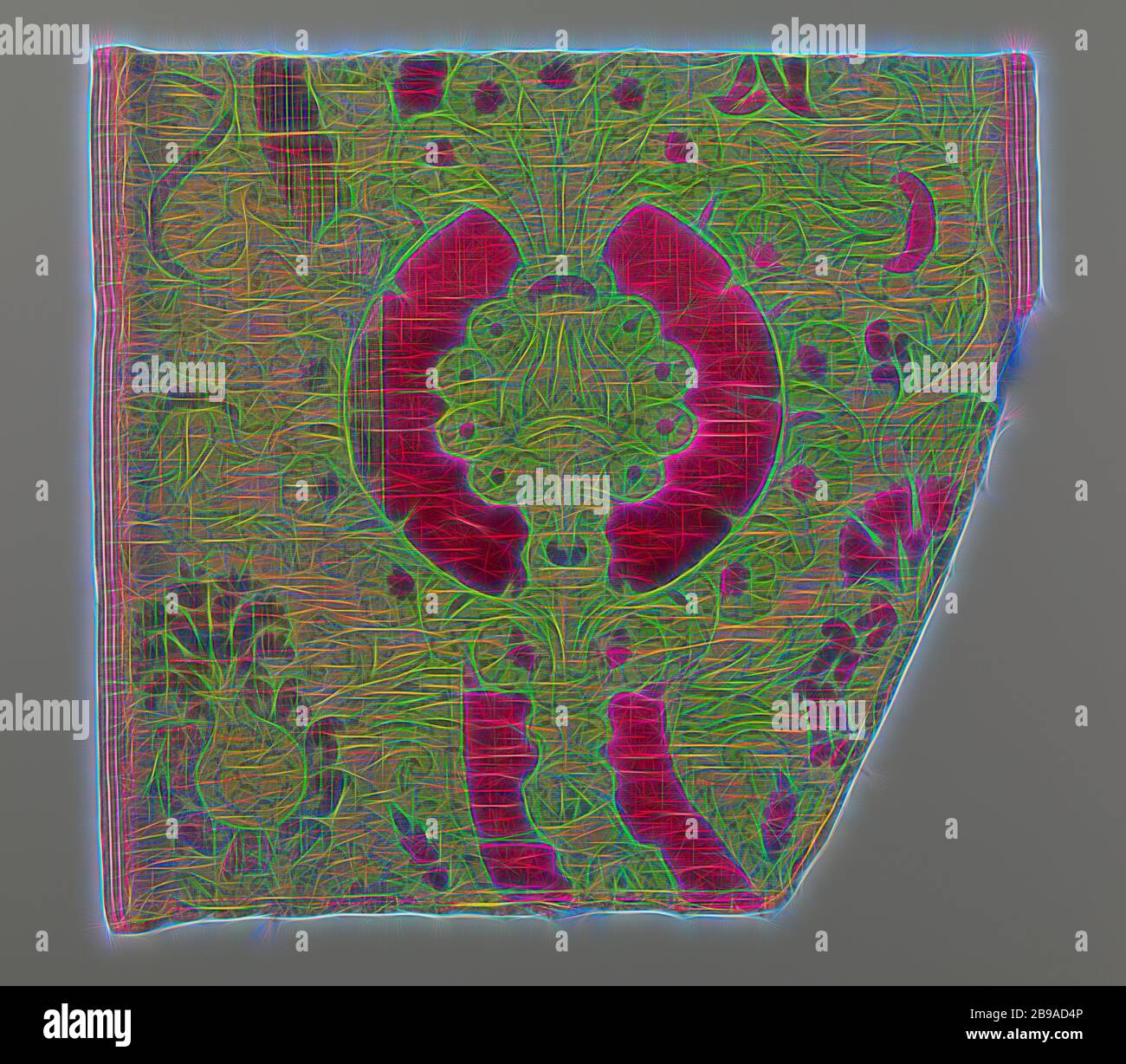 Fragment of silk velvet brocade with pattern of flowers and fruits in ...