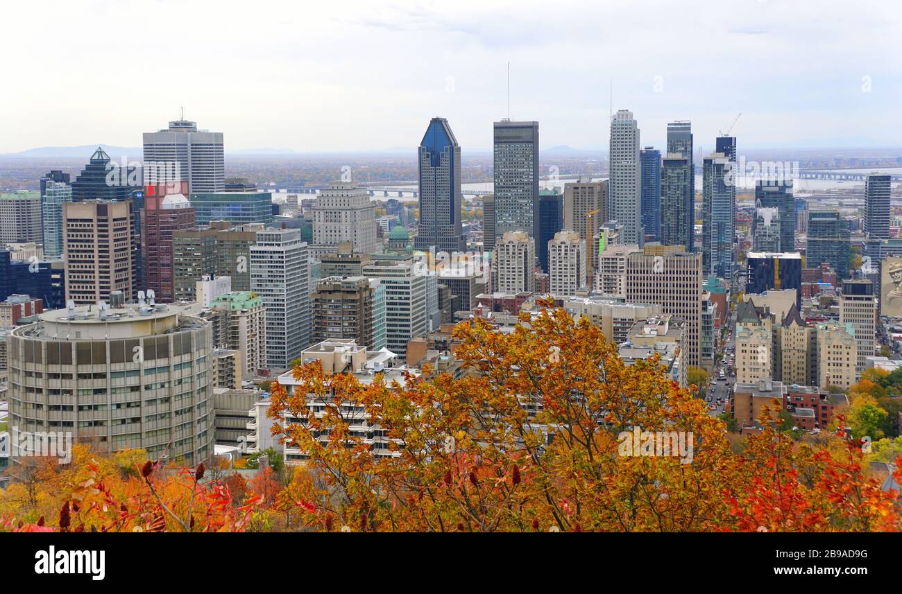 Montreal, Canada - October 25, 2019 - The aerial view of the ...