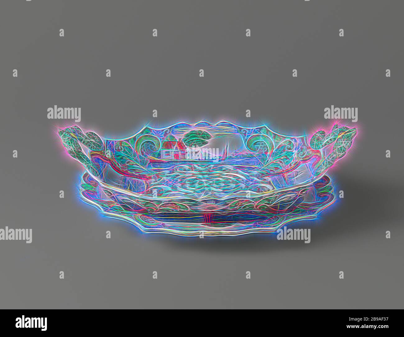 Fruit test of multi-colored faience, Fruit test on saucer with ...