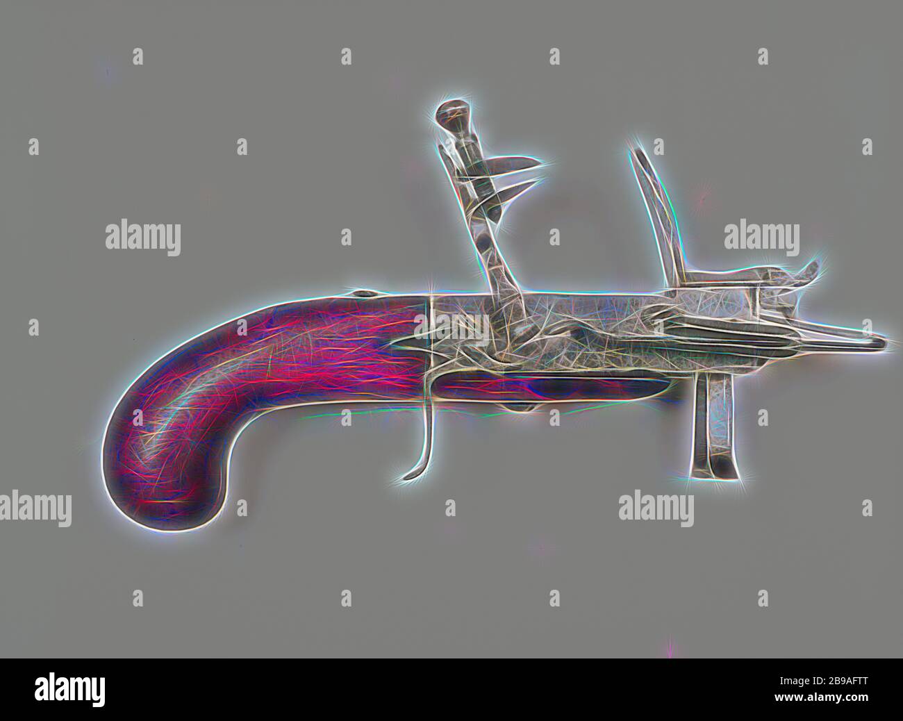Pistol tinder box with flint lock, Tinder box with square iron section ...