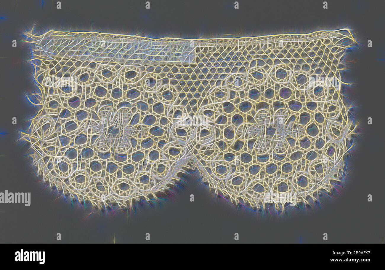 Strip of bobbin lace with concatenated circles with a rosette flower in ...