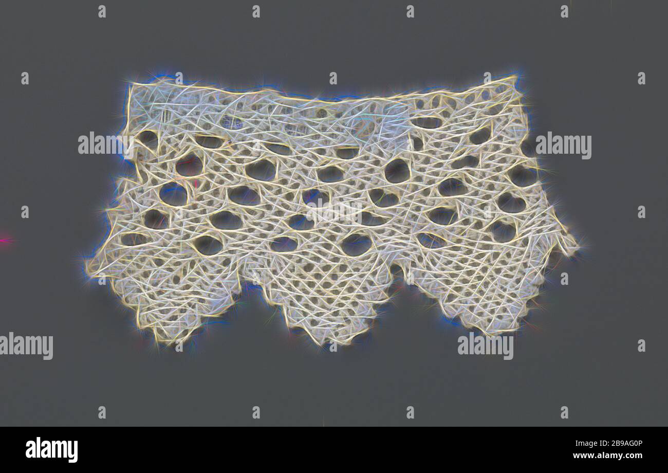 Strip of knotted lace with slanting lines and scallops, Strip of ...