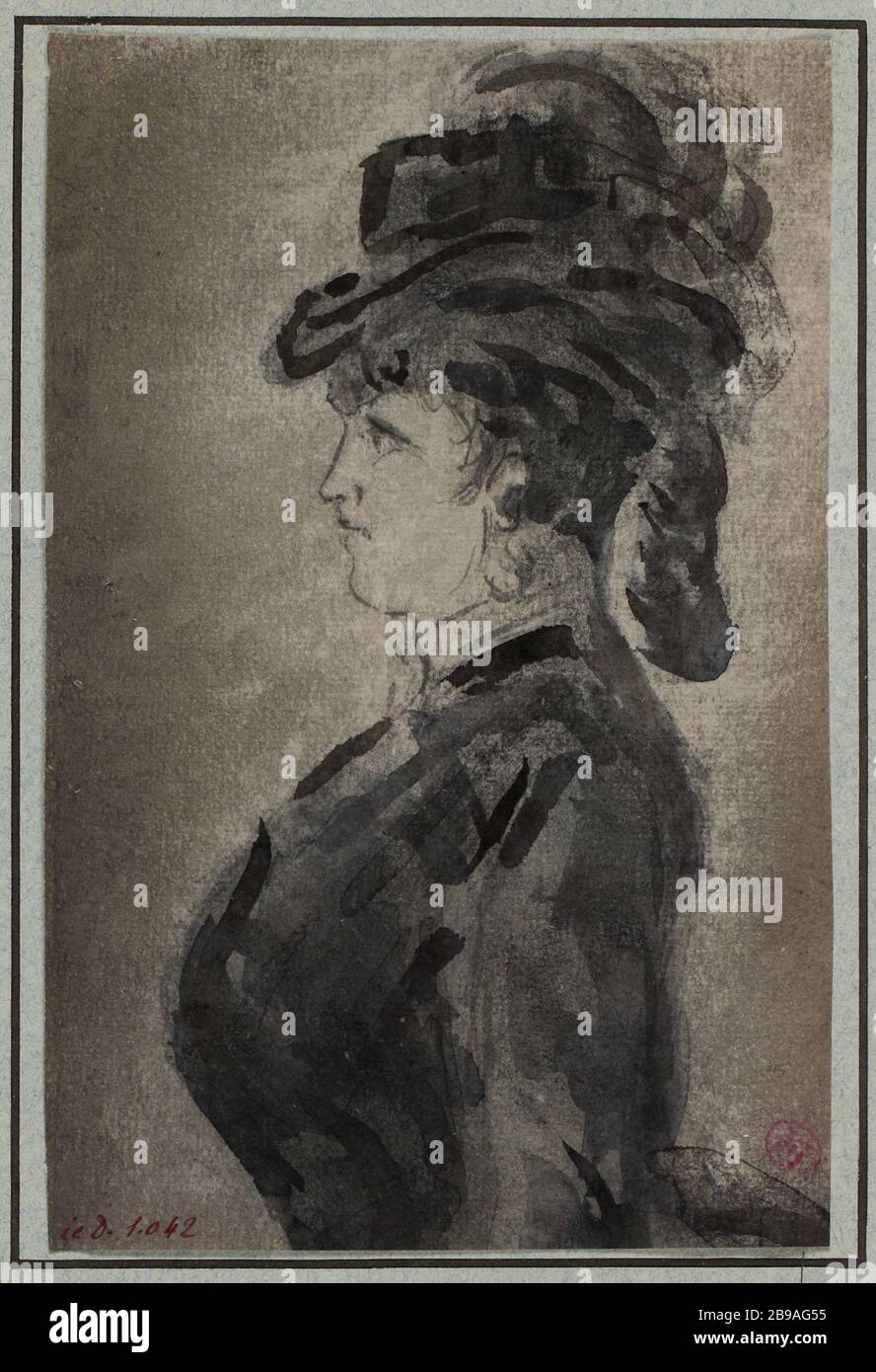 bust woman study, wearing a hat, profile left Stock Photo - Alamy