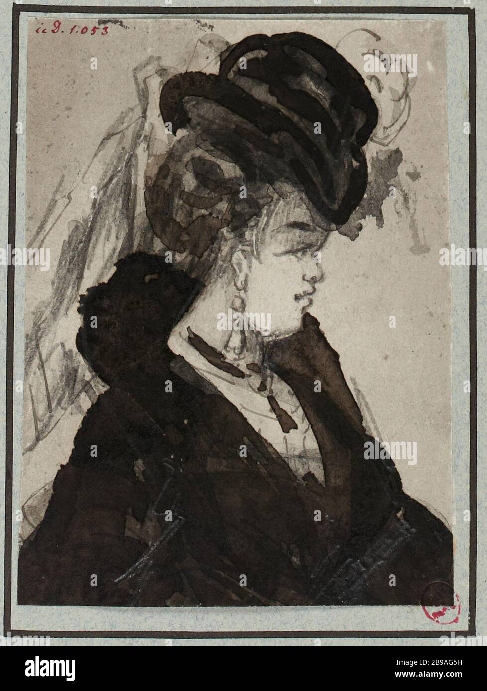 bust woman study, wearing a hat, looking to the right Stock Photo - Alamy