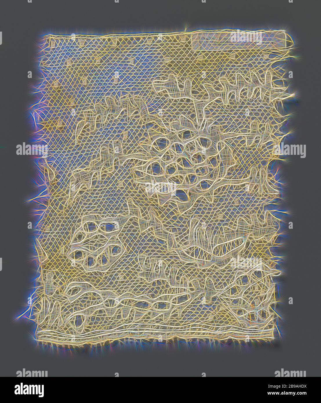 Strip of bobbin lace with capricious round flower, Strip of natural ...