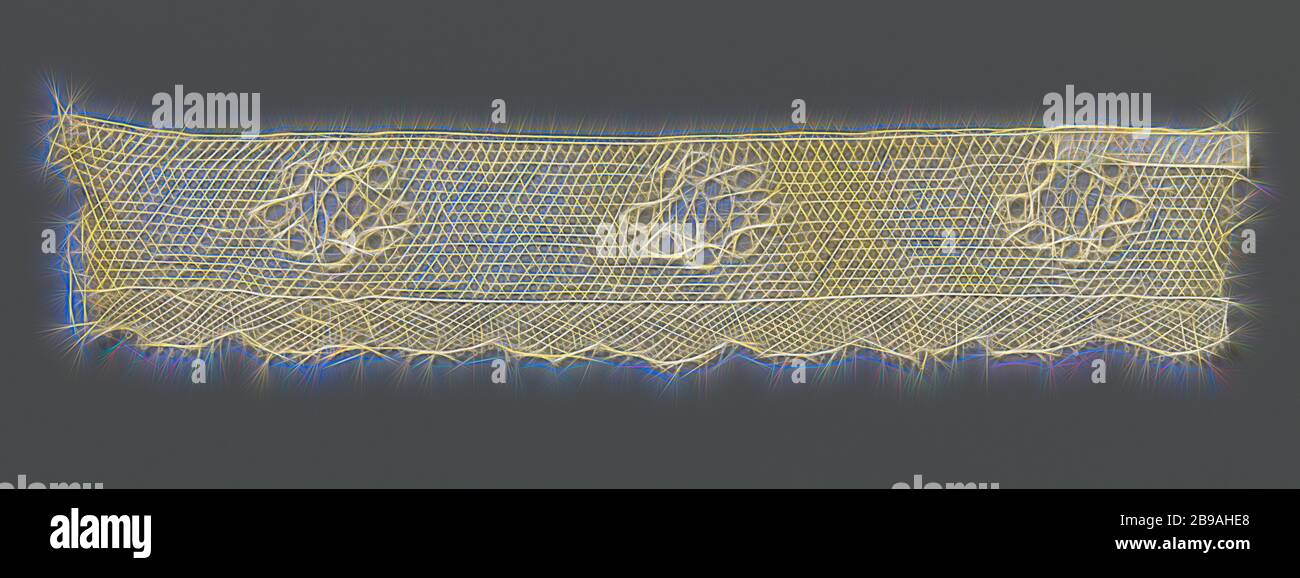 Strip of bobbin lace with rosettes made of circles, Strip of natural ...