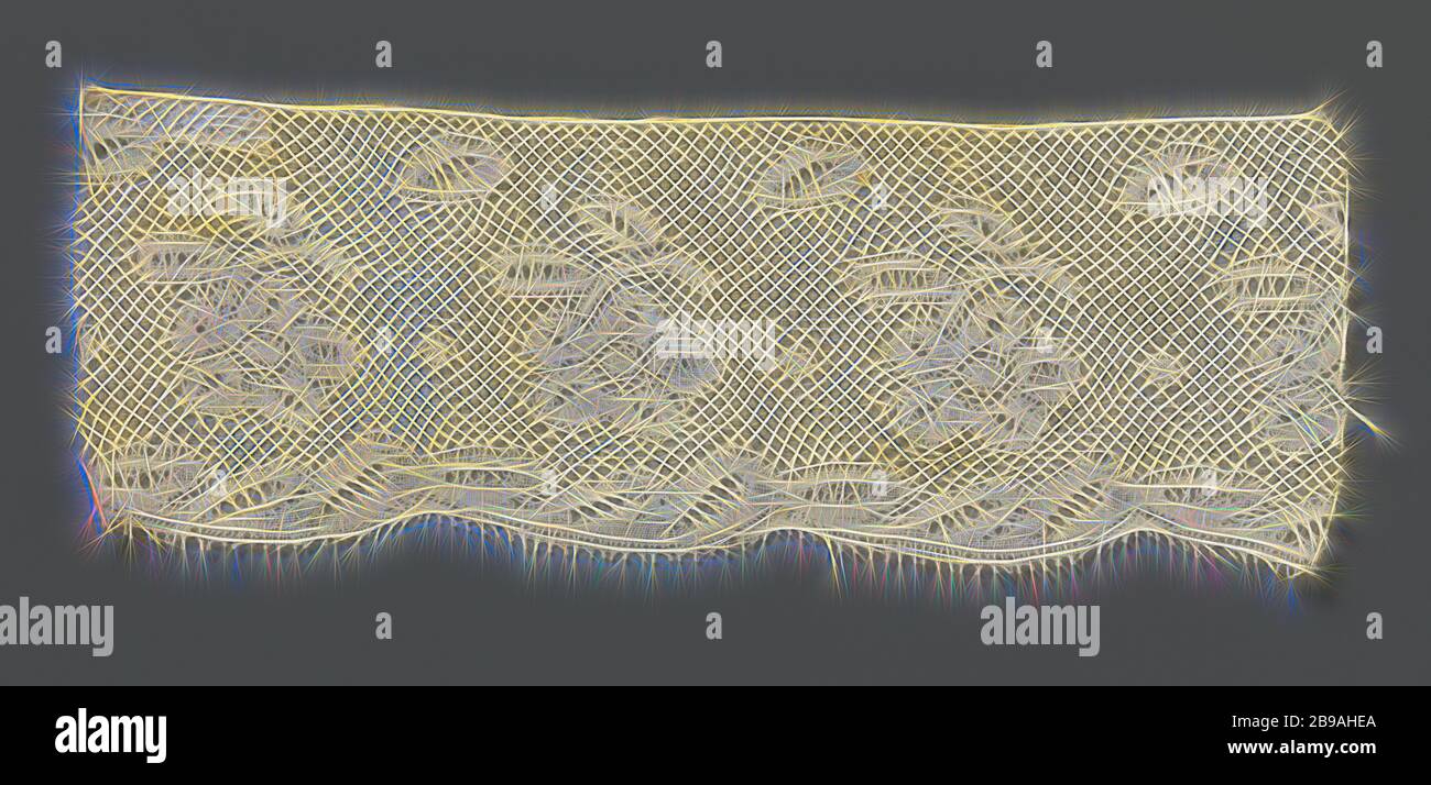 Strip of bobbin lace with rosette flowers, Strip of natural-colored ...