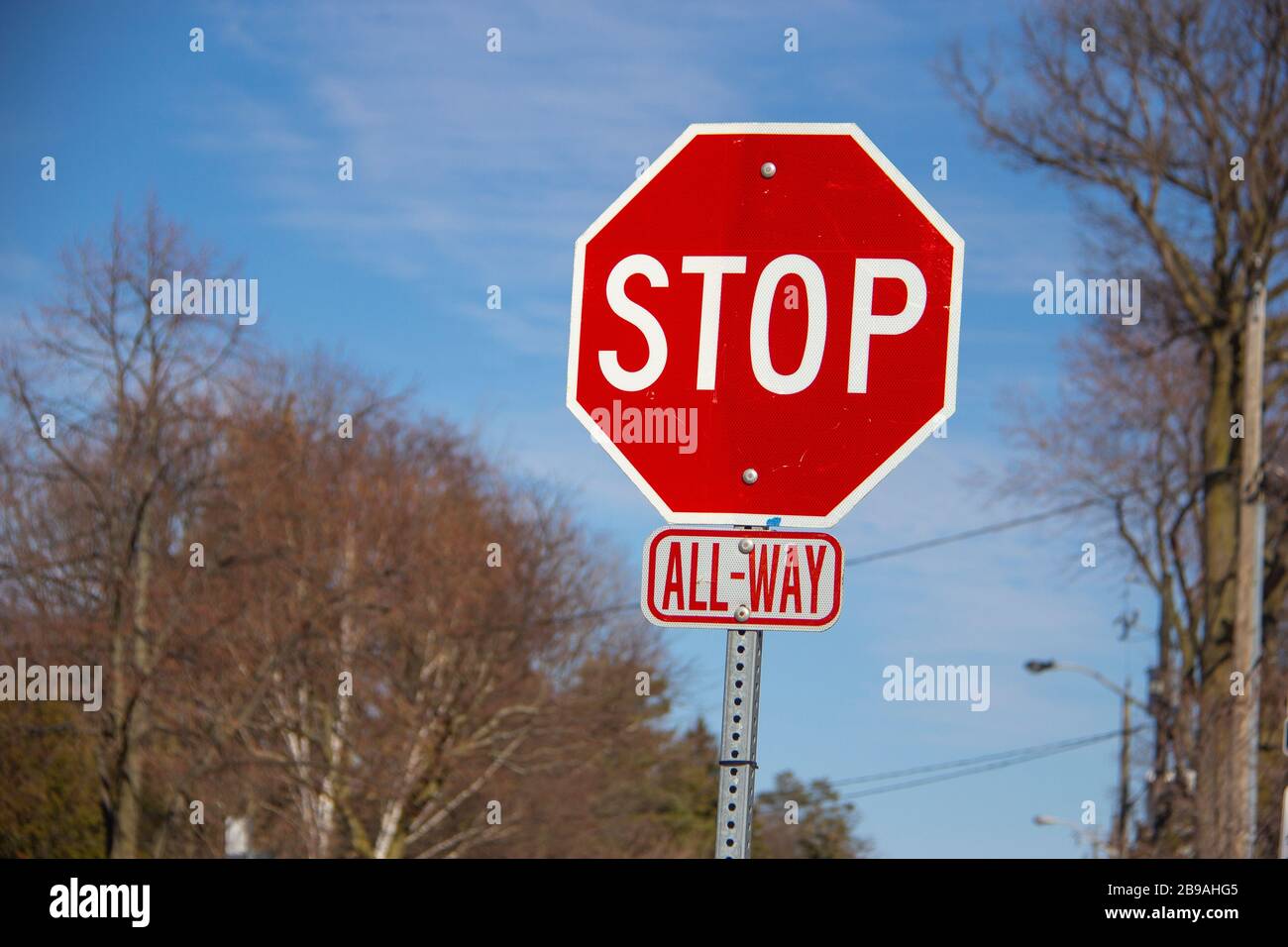 Red stop sign Stock Photo - Alamy