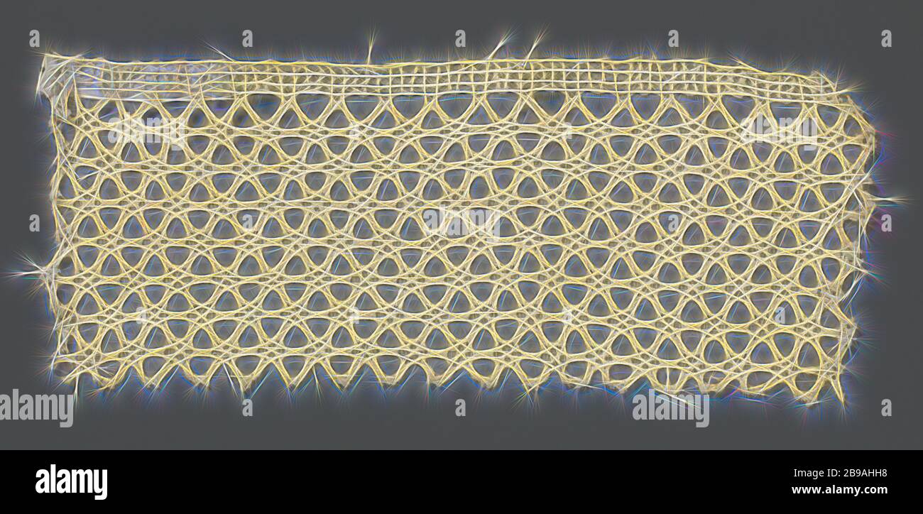 Strip of spool lace with triangular meshes, Strip of natural Genoese ...