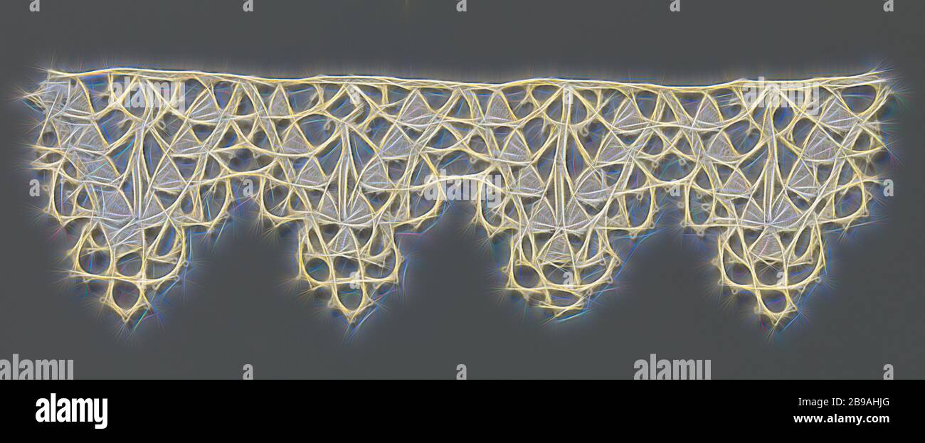 Strip with hanging triangles forming scallops, Strip of natural-colored ...