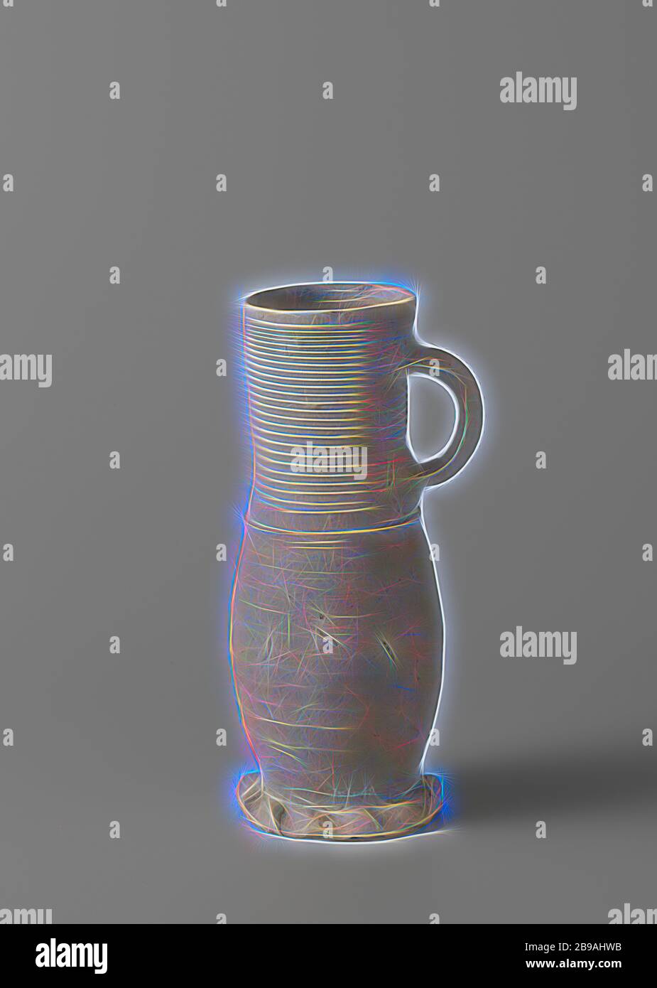 Jug or 'Jacobakan', Ribbed jug (Jacobakan) of stoneware on a wavy foot ...