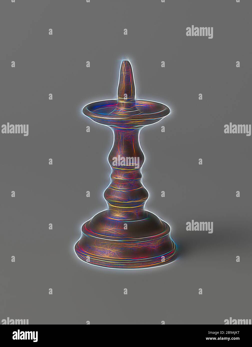 Brass candlestick, The object, which is cast in one piece, has a round ...