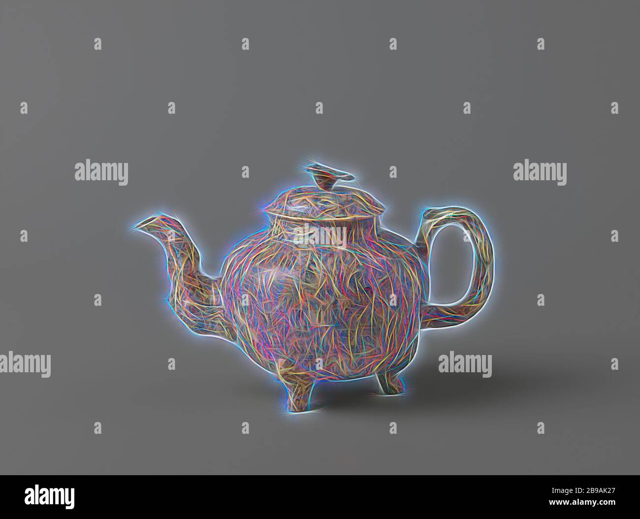 Teapot of hard-fired earthenware, Whieldon ware, agate ware ('kievit ...