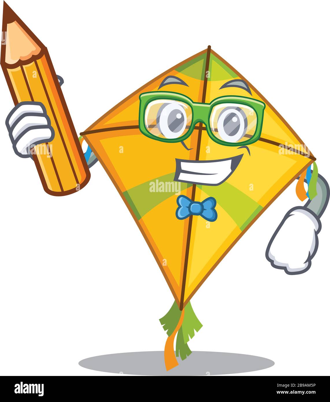 A smart student kite character with a pencil and glasses Stock Vector ...
