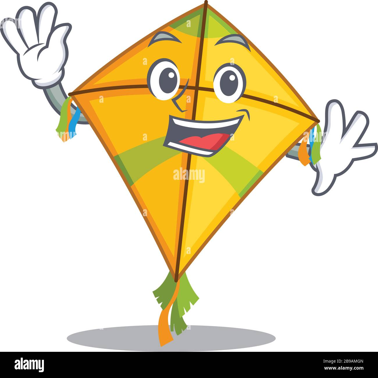 Smiley kite cartoon mascot design with waving hand Stock Vector Image ...
