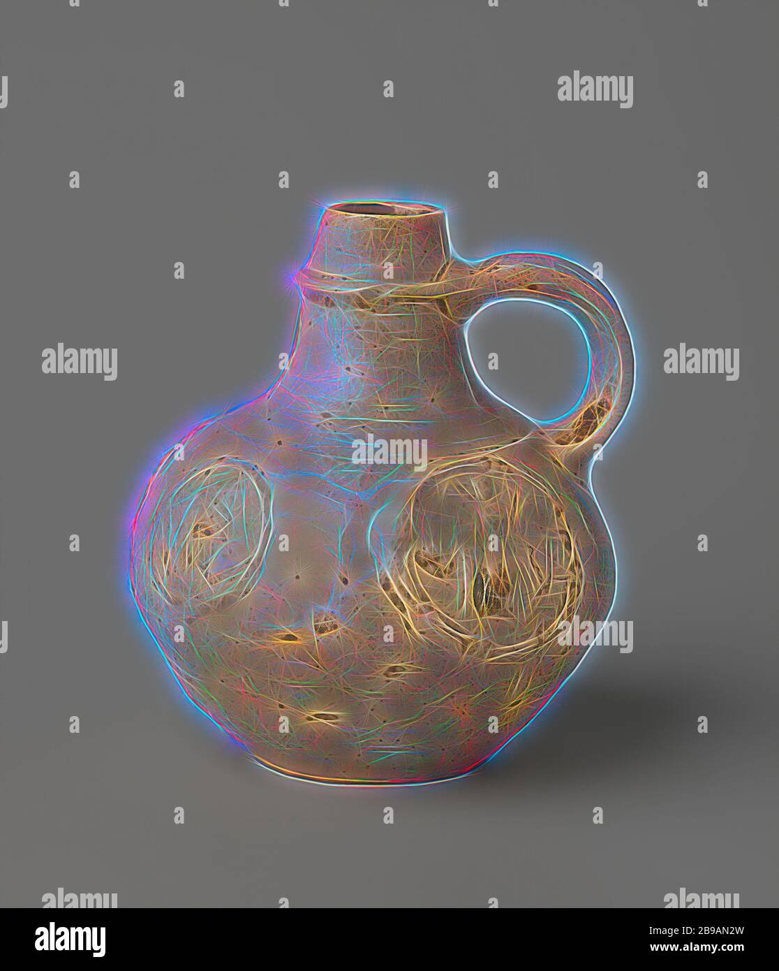 Jug with a coat of arms, scenes and a portrait, Stoneware jug on a ...