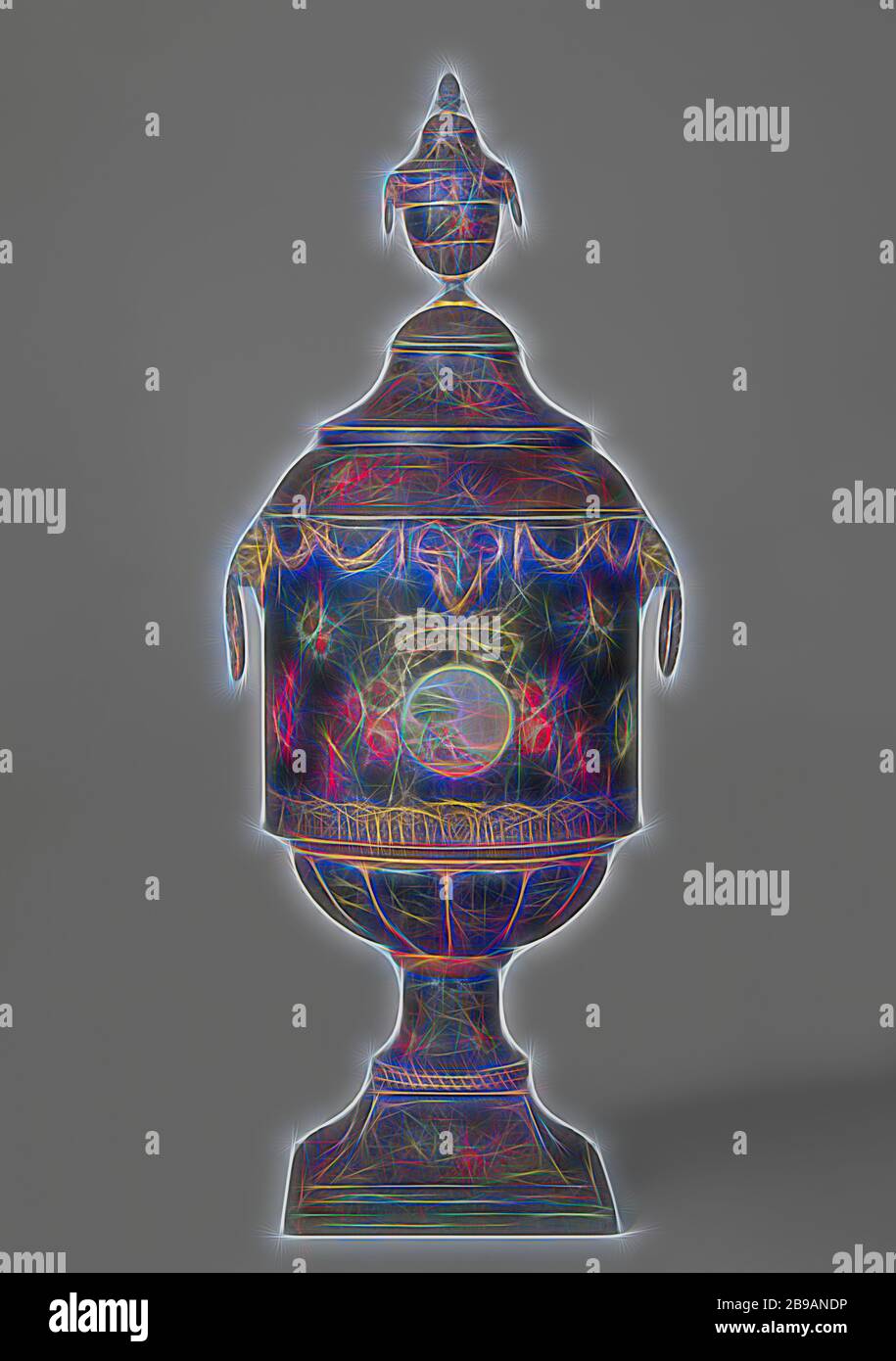 Lacquered tea bucket decorated with landscapes and flowers, The painted ...