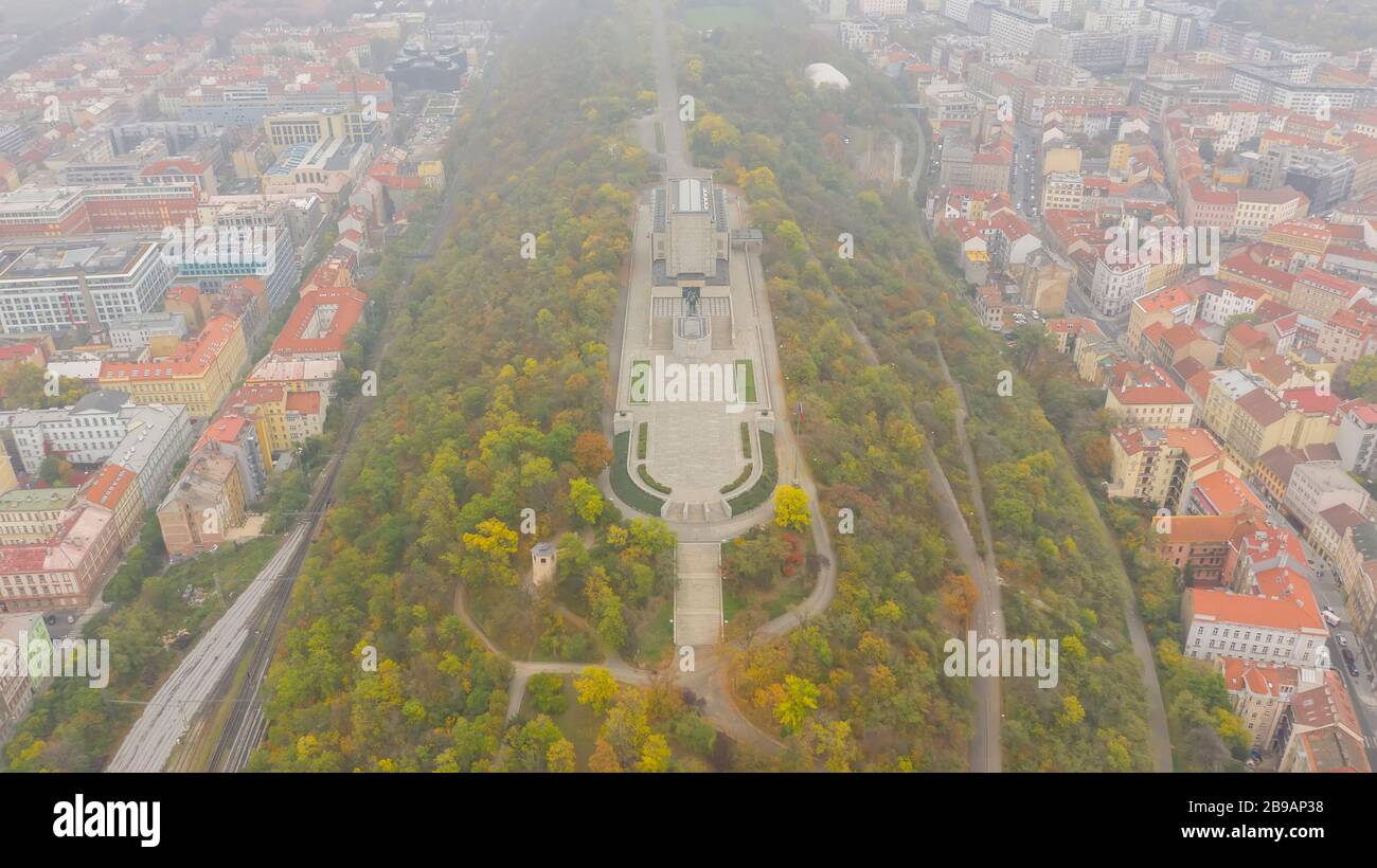 Aerial view of National Monument on Vitkov Hill - National war memorial ...