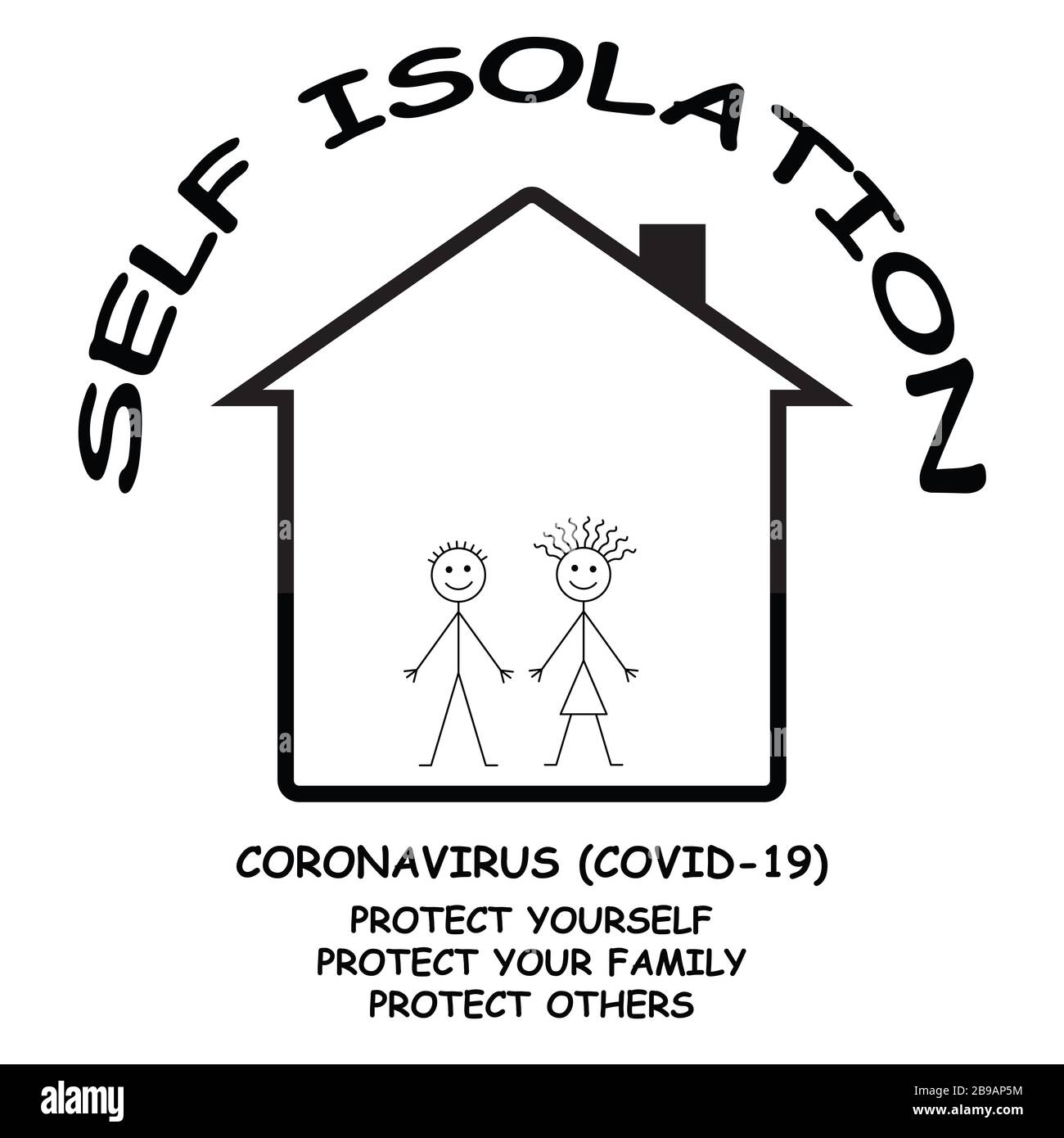 Coronavirus COVID 19 self isolate at home message to protect yourself ...