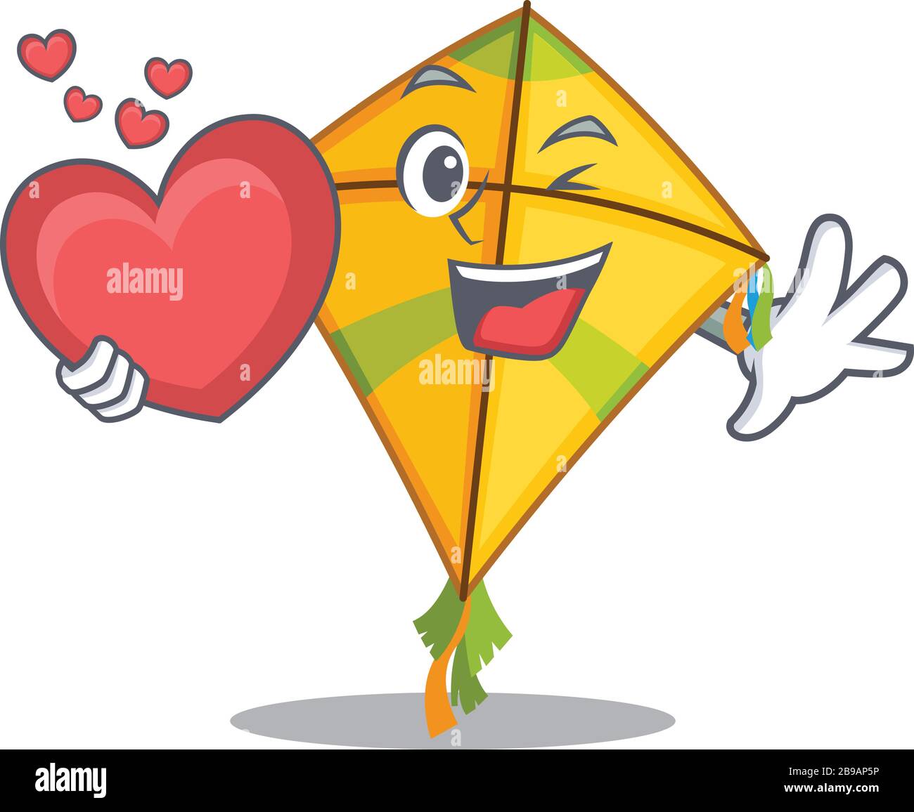 A romantic cartoon design of kite holding heart Stock Vector Image ...