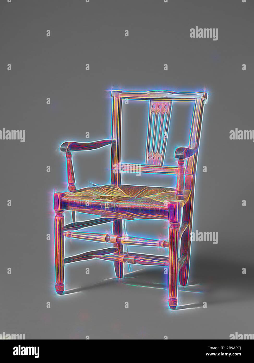 Armchair with matte seat, Cherrywood armchair with ash wood rungs and a ...