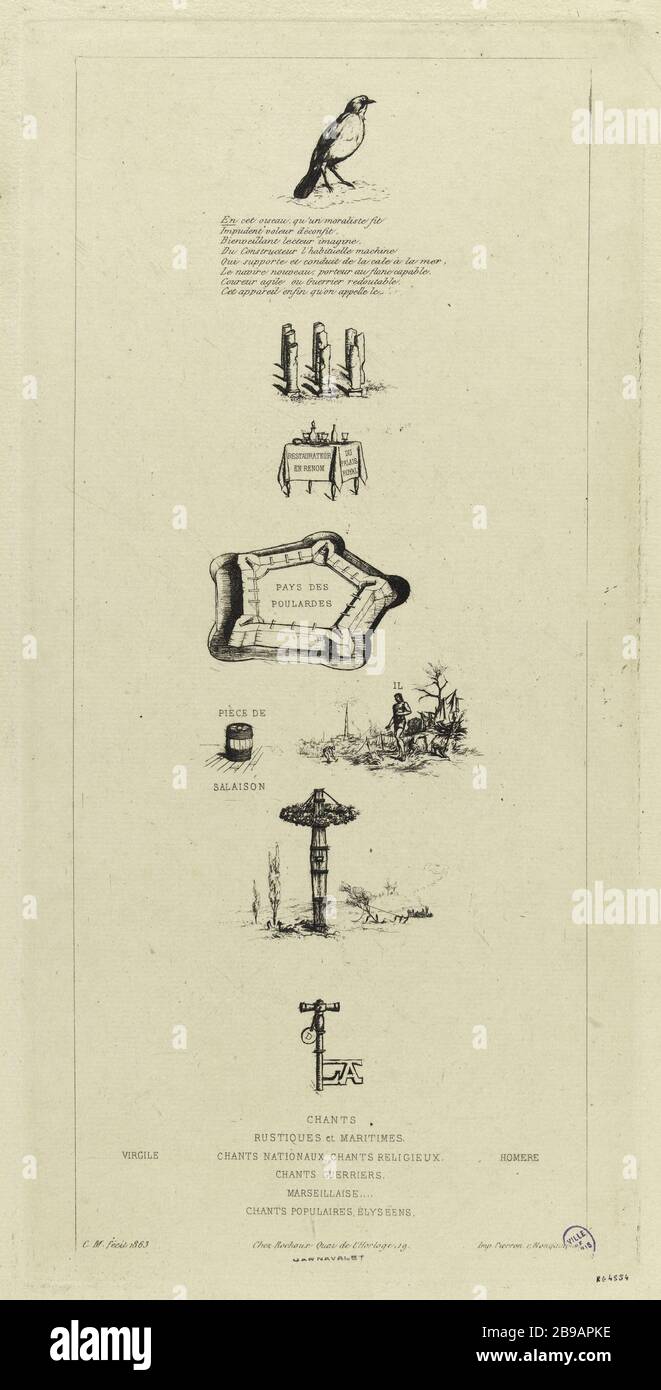REBUS: UP, A BIRD; DOWN, A KEY Charles Meryon (1821-1868). Rébus : en ...
