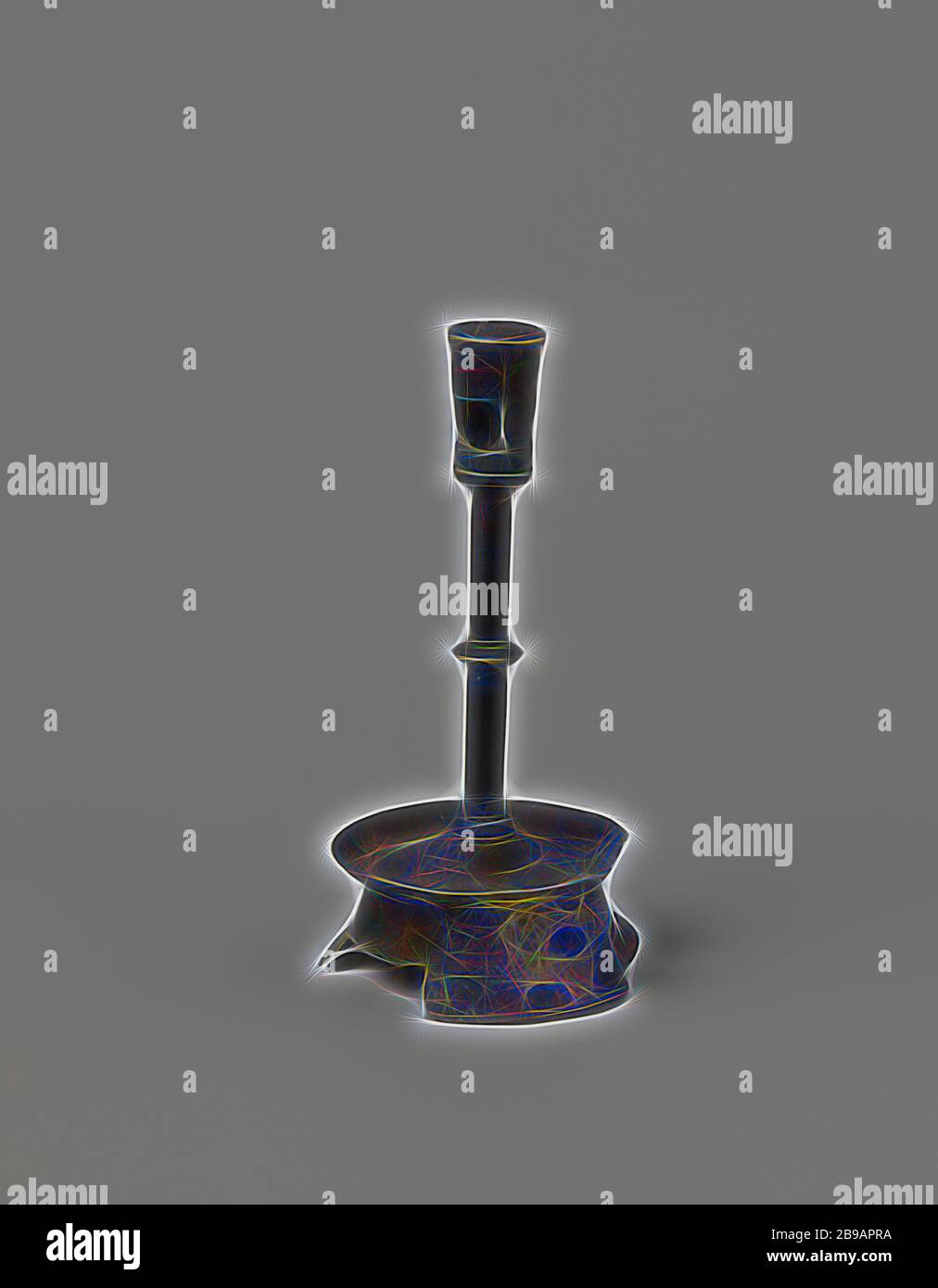 Candlestick with a round base and a stem with one knot. The object is ...
