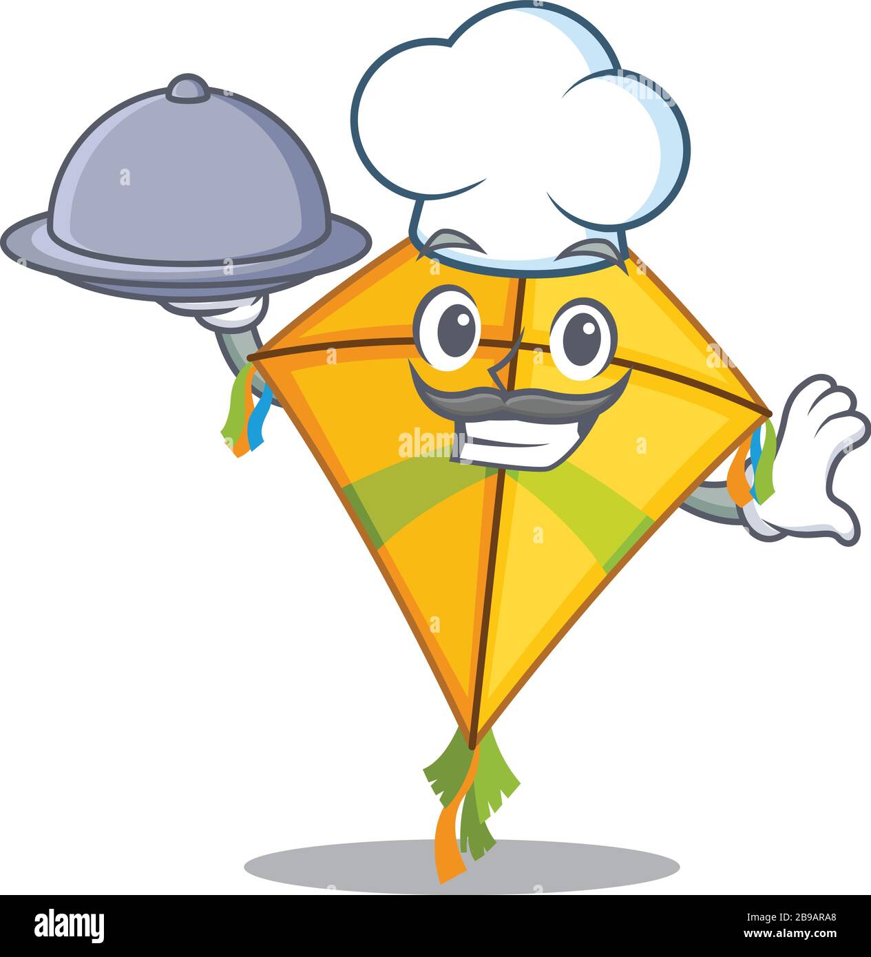 Kite as a chef cartoon character with food on tray Stock Vector Image ...