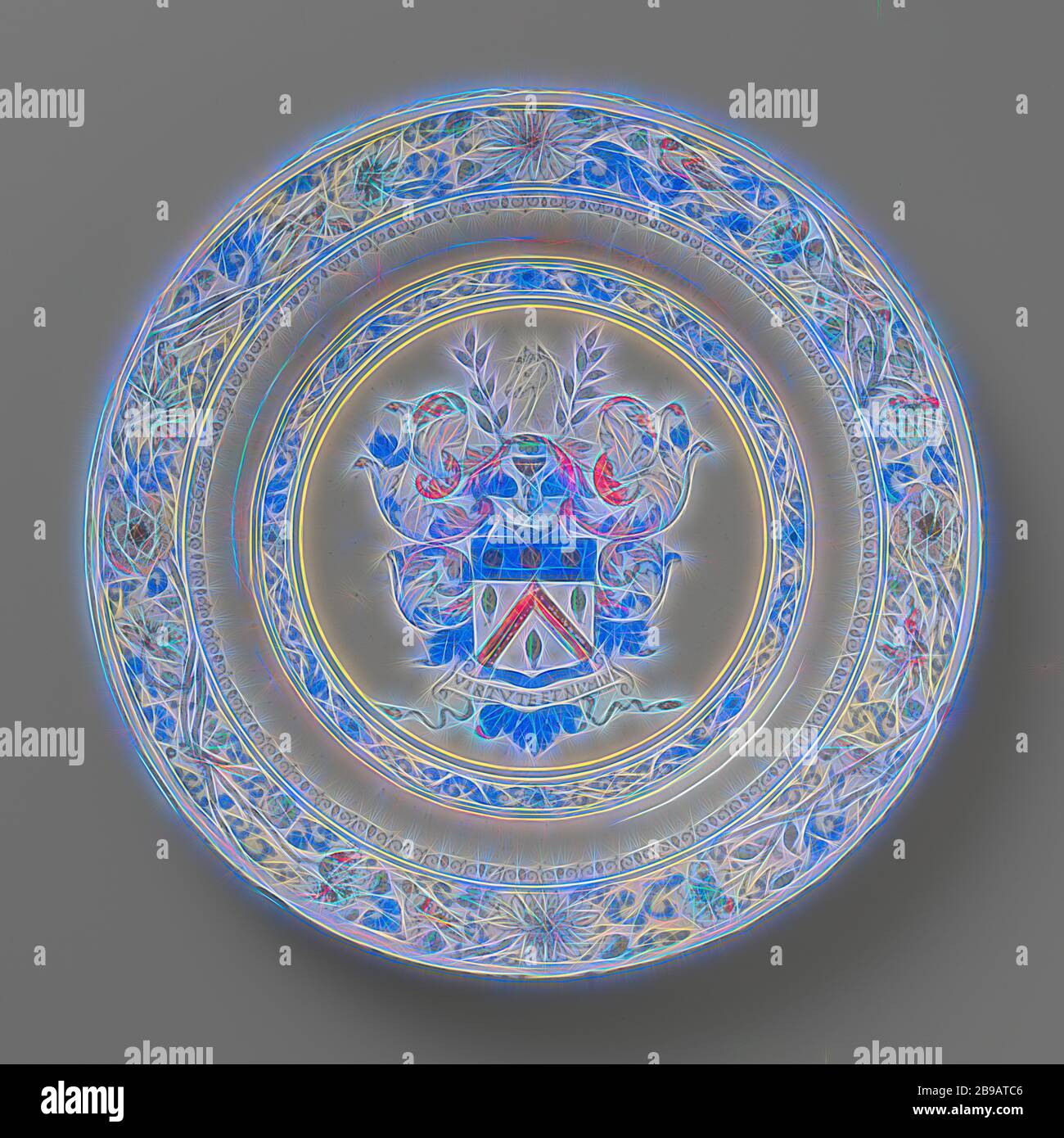 Plate, multicolored painted with the Creagh family crest, Plate of ...