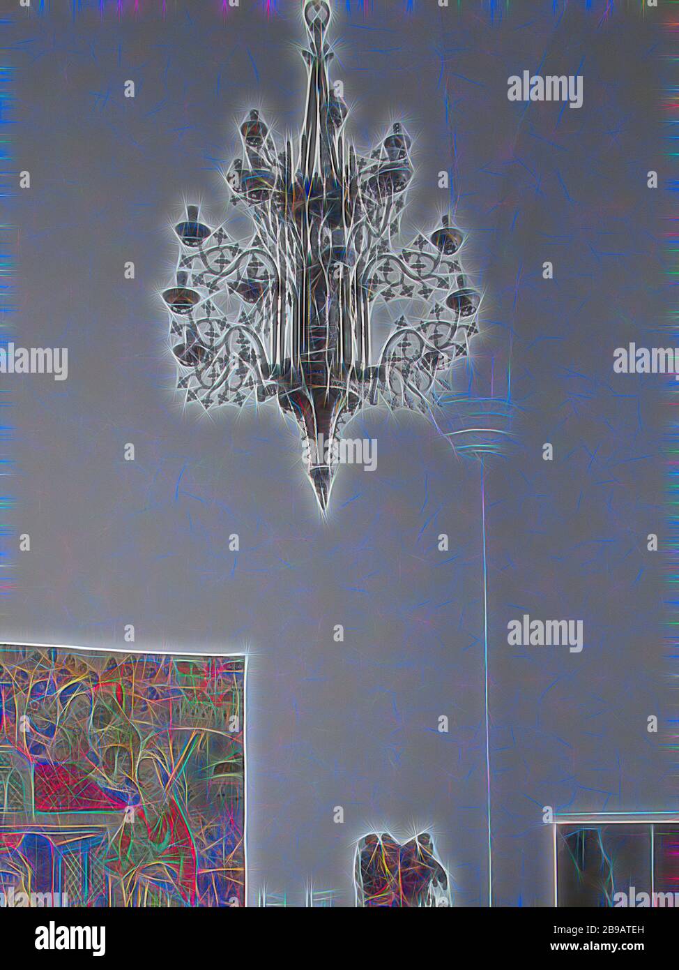 Candle crown of three heights with six arms each, with Maria chapel in ...