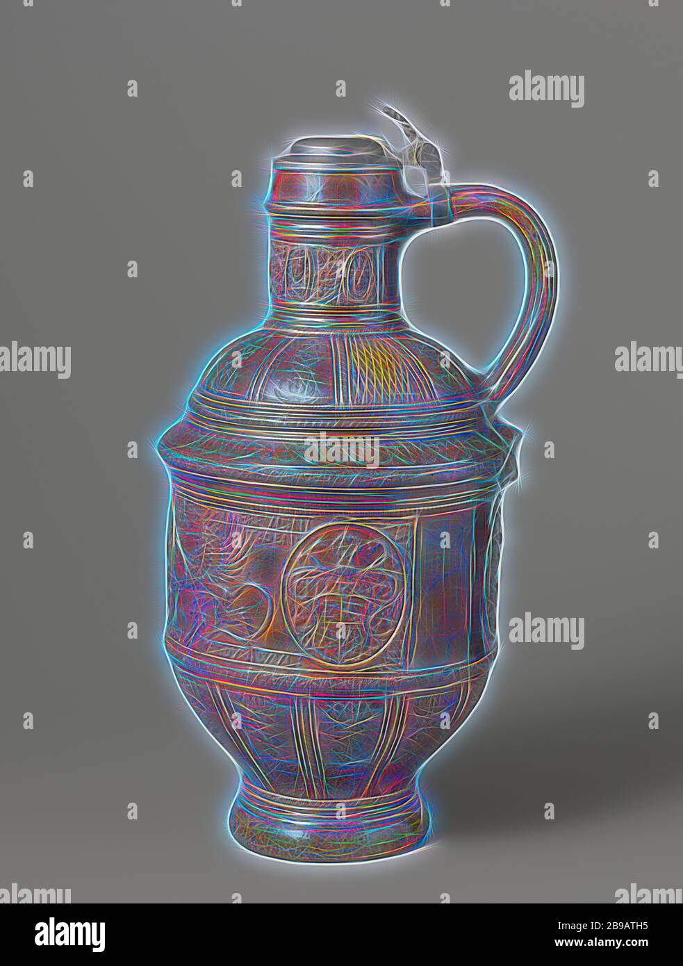 Jug with coats of arms and a pelican among griffins, Jar of stoneware ...