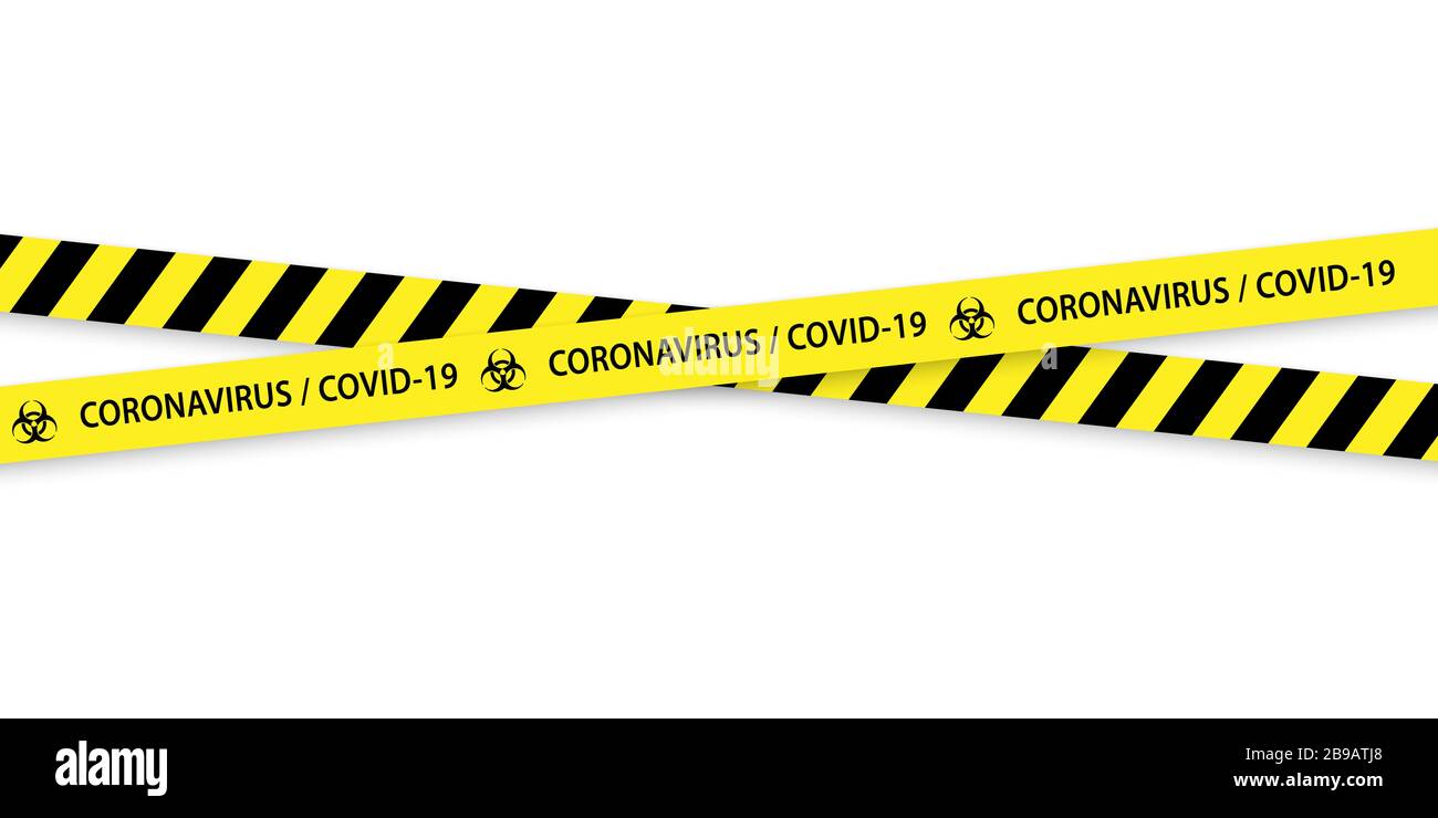 Caution biohazard black and yellow striped borders vector illustration ...