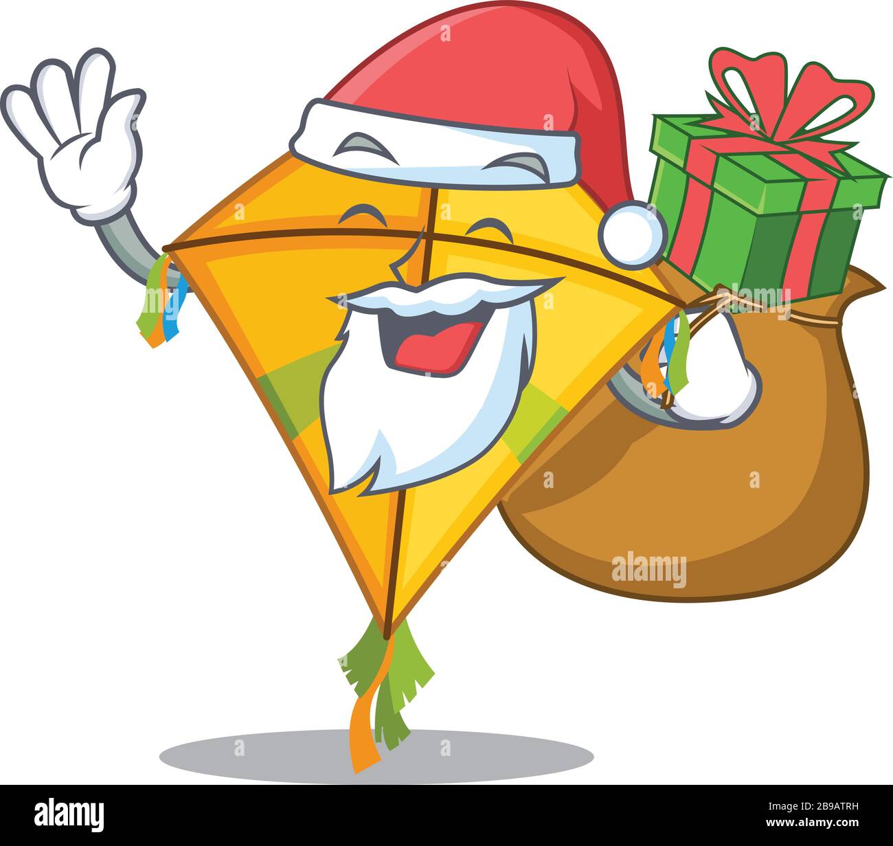 Santa kite Cartoon character design with box of gift Stock Vector Image ...