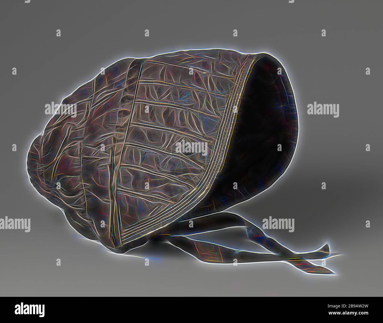 Poke bonnet (capote) Canopy hat or capote of quilted black silk with ...