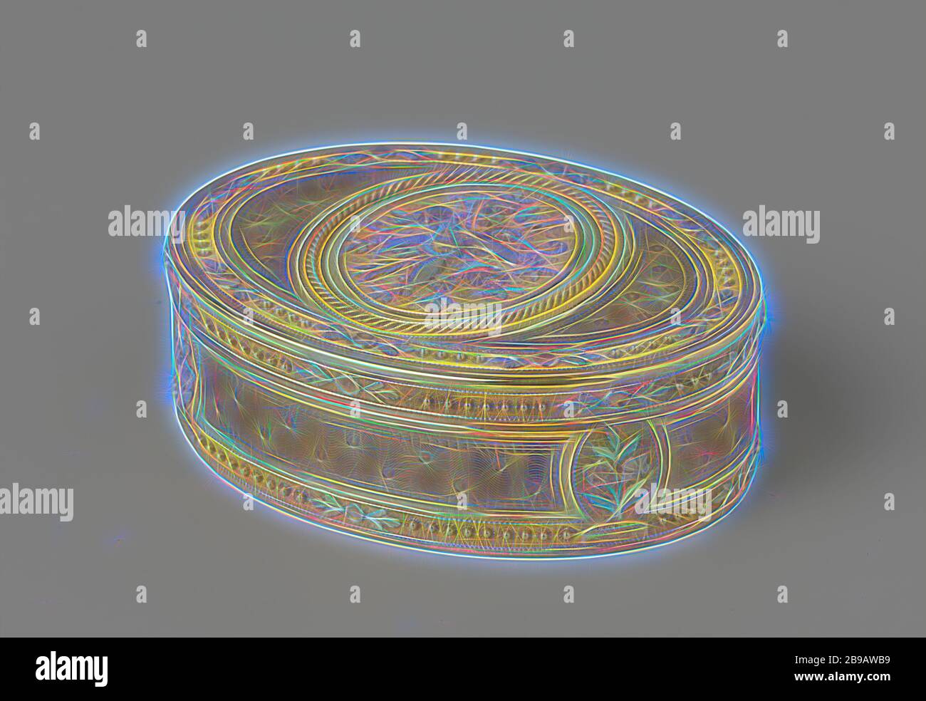 Snuff box of gold, oval, on the lid in an oval medallion of musical ...