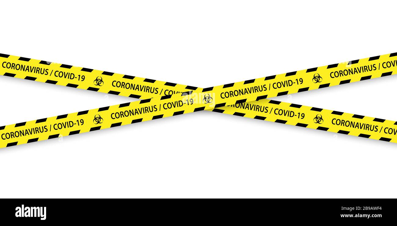 Caution biohazard black and yellow striped borders vector illustration ...