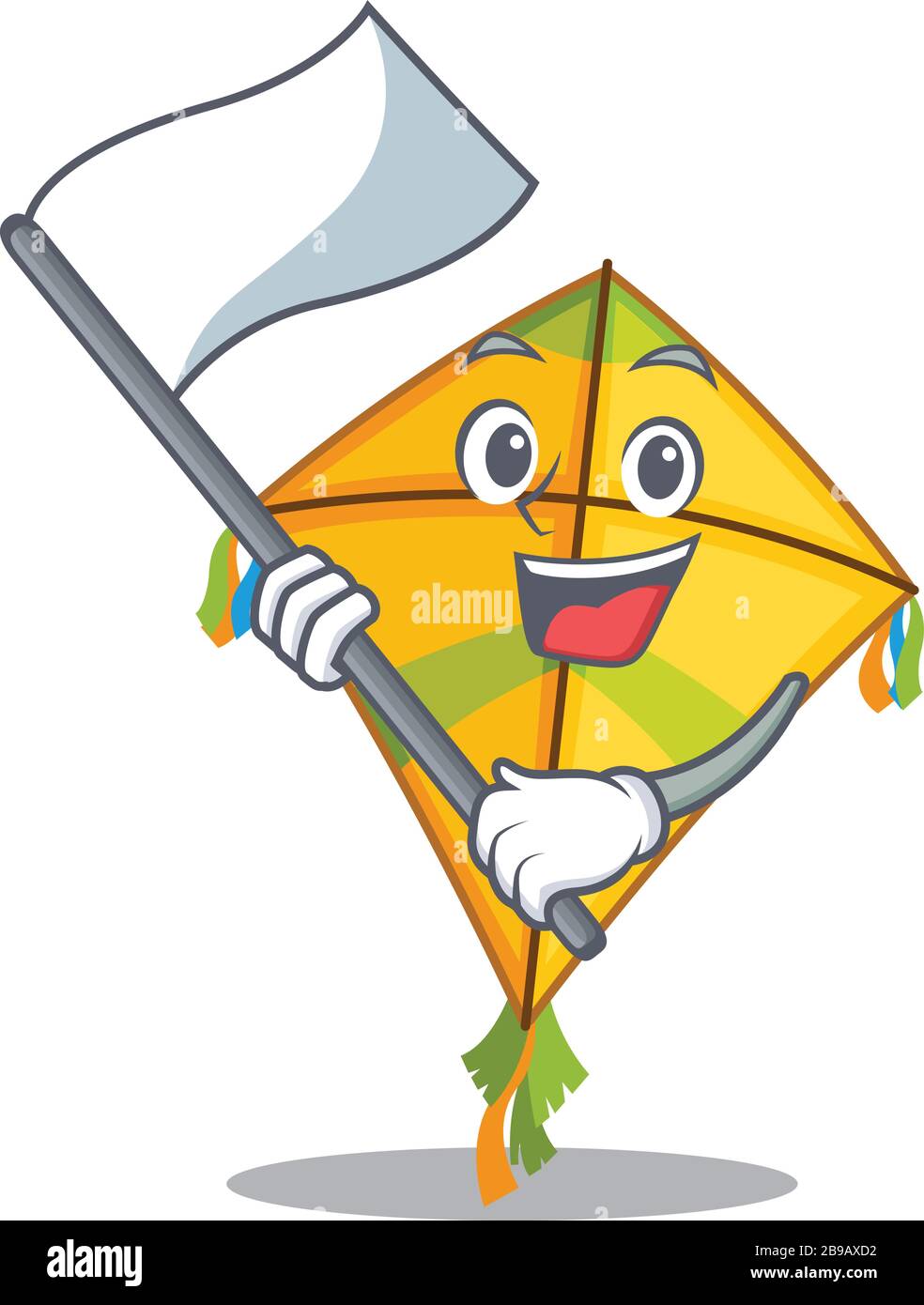 Kite cartoon character design holding standing flag Stock Vector Image ...