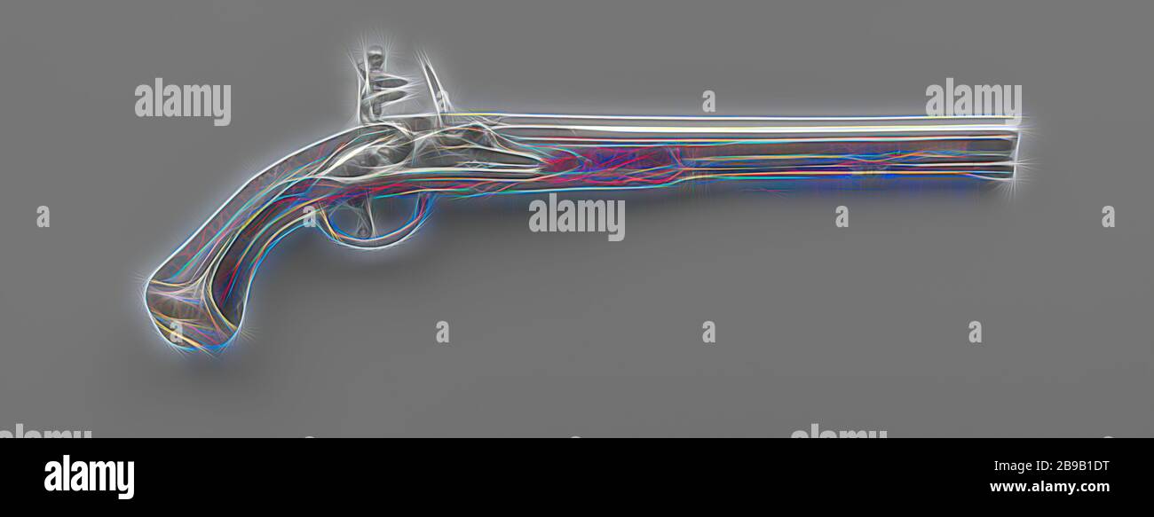 Flint gun, The lock is simply engraved with leaf scrolls, fantasy ...