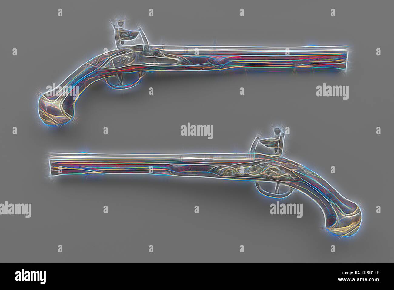 Flint gun, Part of a couple. The lock plate is engraved with a Classic ...