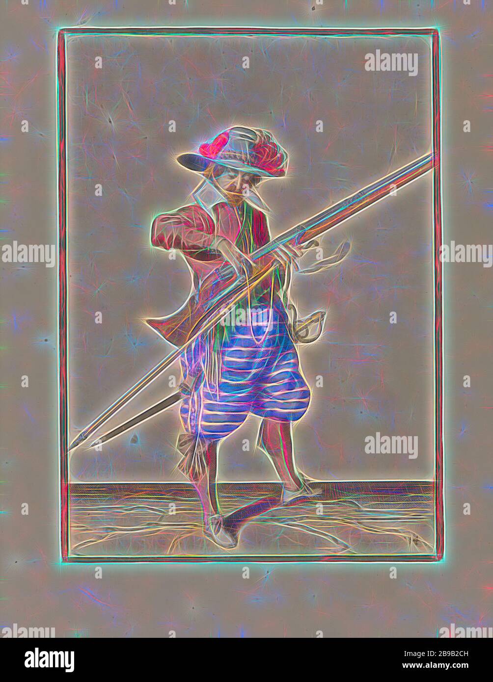 Soldier loosening his wick from the cock of his musket Corte lower ...