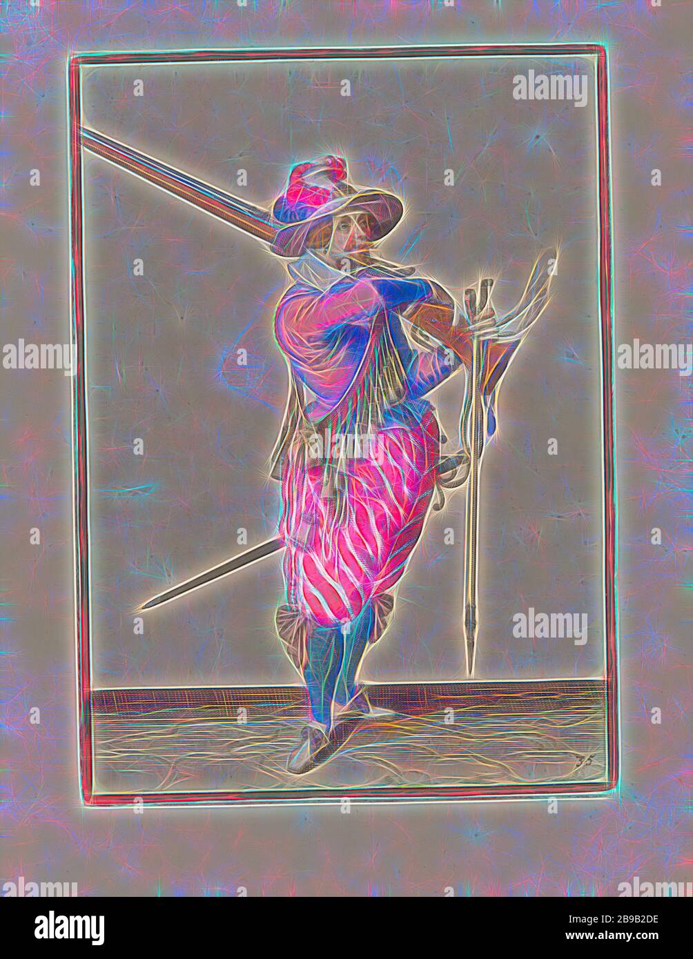 Soldier on guard taking his musket from his shoulder Corte underhand on ...