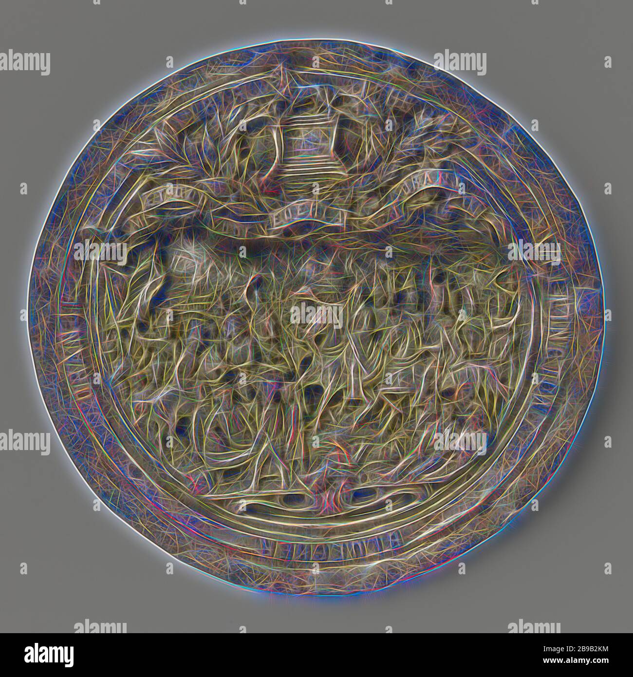 Plaque of the Battle of Waterloo, Plaque of red copper, mechanically ...