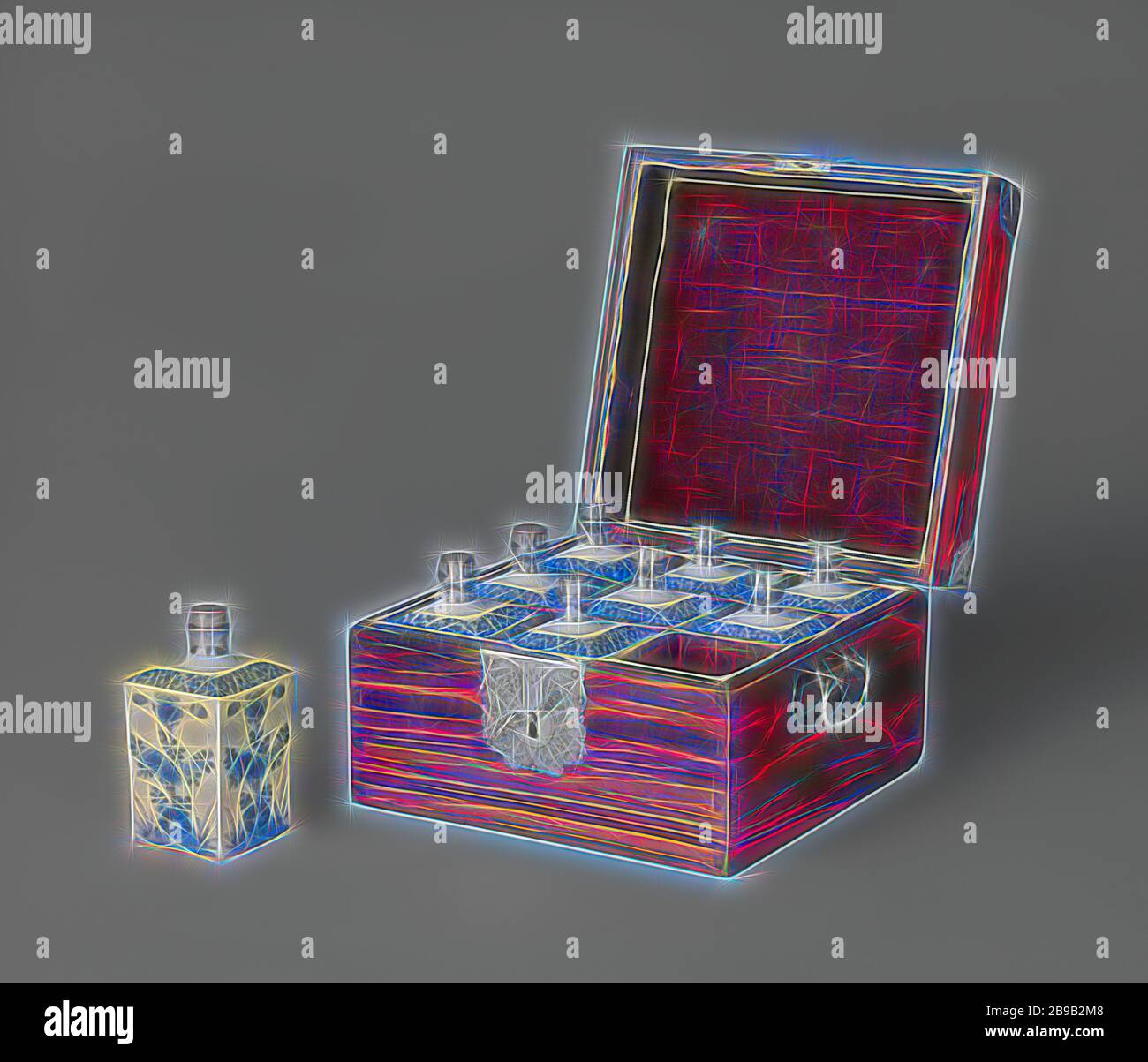 Chest with nine porcelain bottles Chest with nine porcelain bottles ...