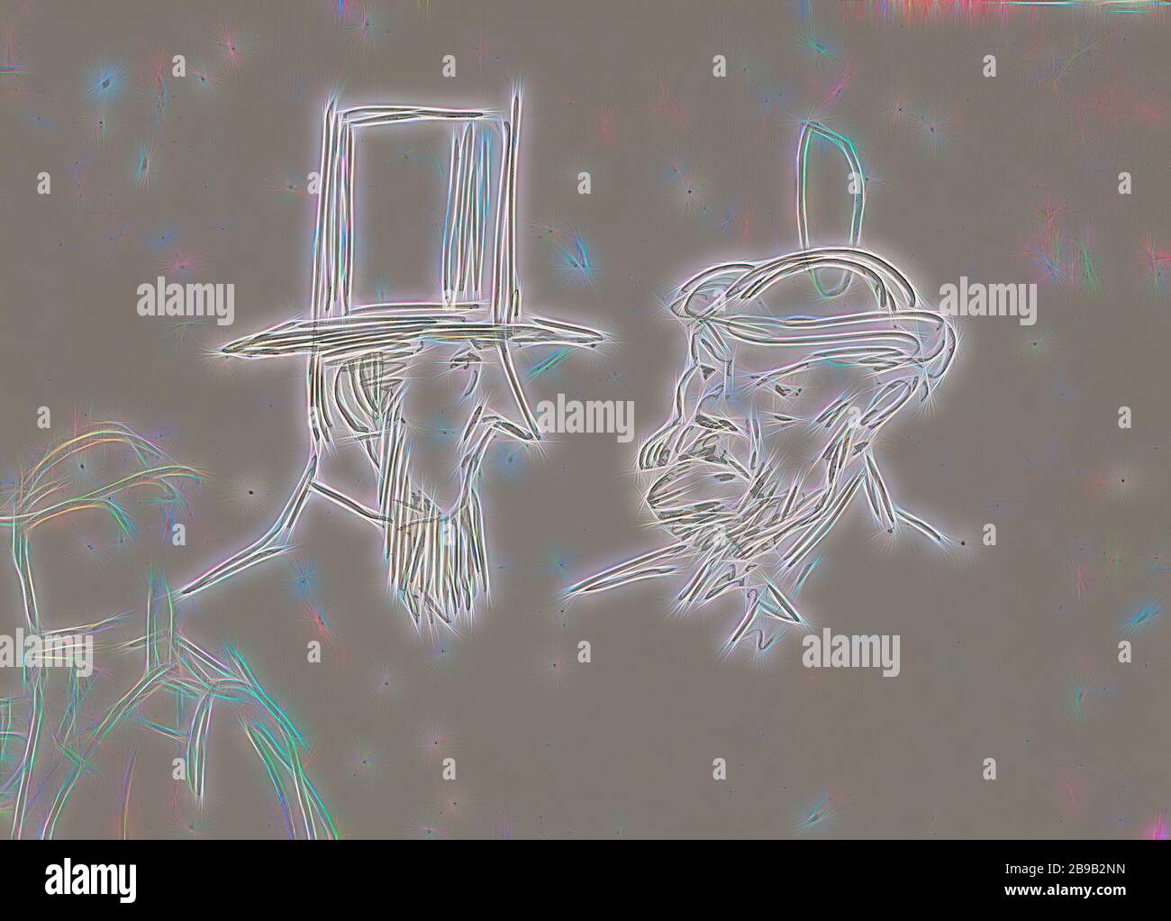 Portrait of two unknowns, Sketch paper with one of two unknown men ...