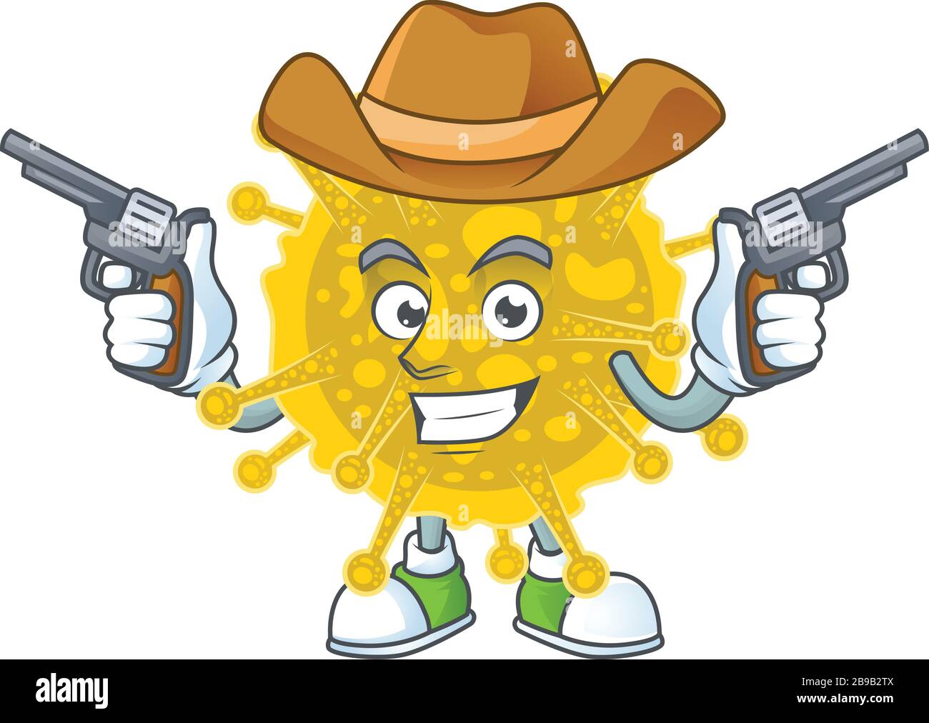 Cool cowboy cartoon design of coronavirus pandemic holding guns Stock ...