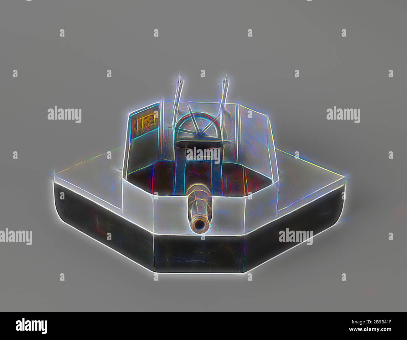 Model of a Floating Battery, Polychromed brass model of a floating ...