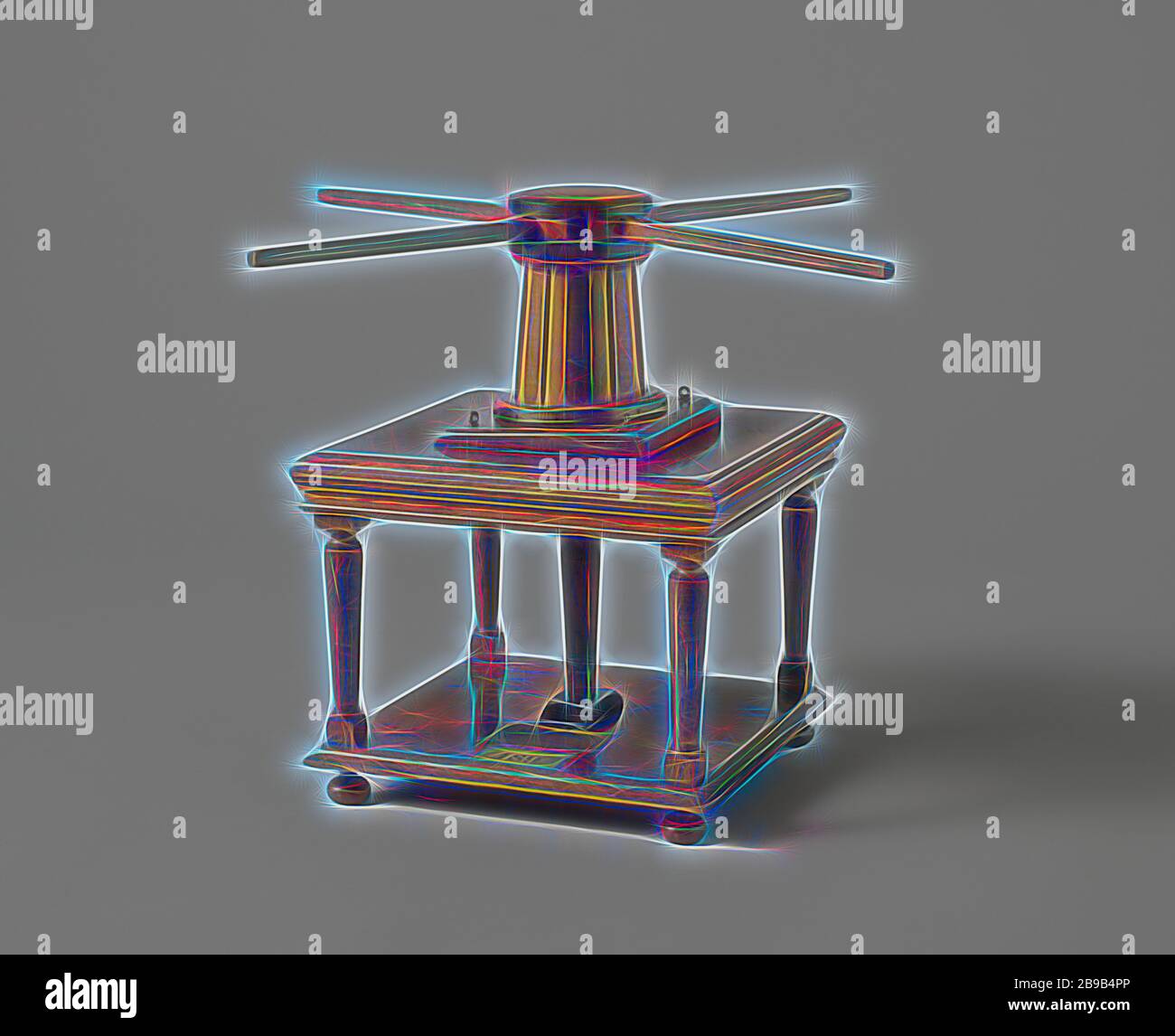 Model of a Capstan, Model of a capstan in a two-level wooden frame. It ...